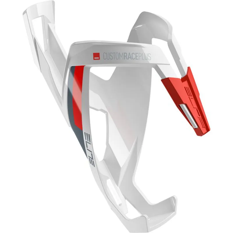 Elite Custom Race Plus Bottle Cage in White/Red